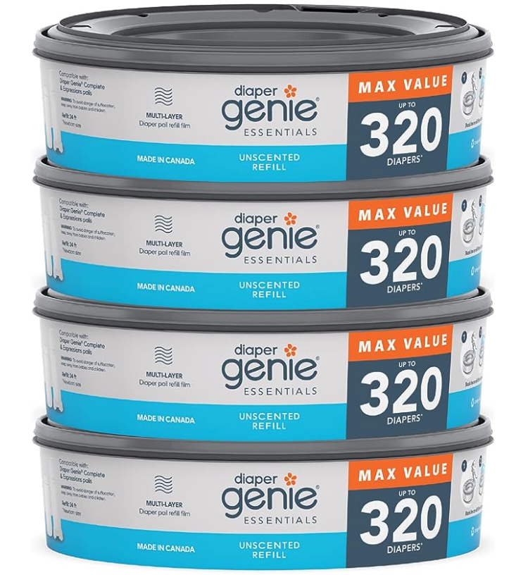 Diaper Genie Essentials Round Refill 4-Pack | Holds Up to 1280 Newborn ... Diaper Genie Essentials Round Refill 4-Pack | Holds Up to 1280 Newborn ...